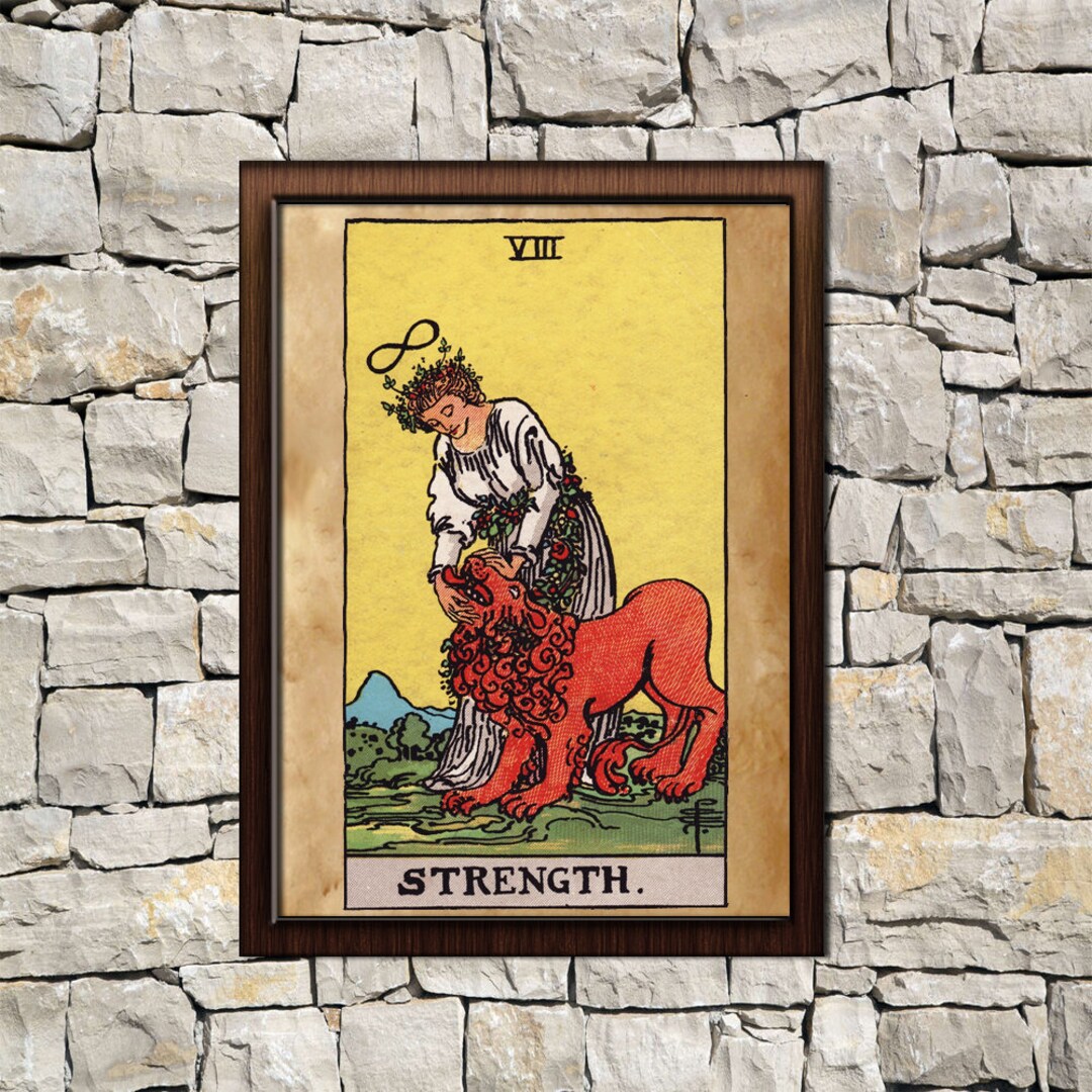 Tarot Strength Card Print, Aged Poster, Taro Wall Decor, Occult Print ...