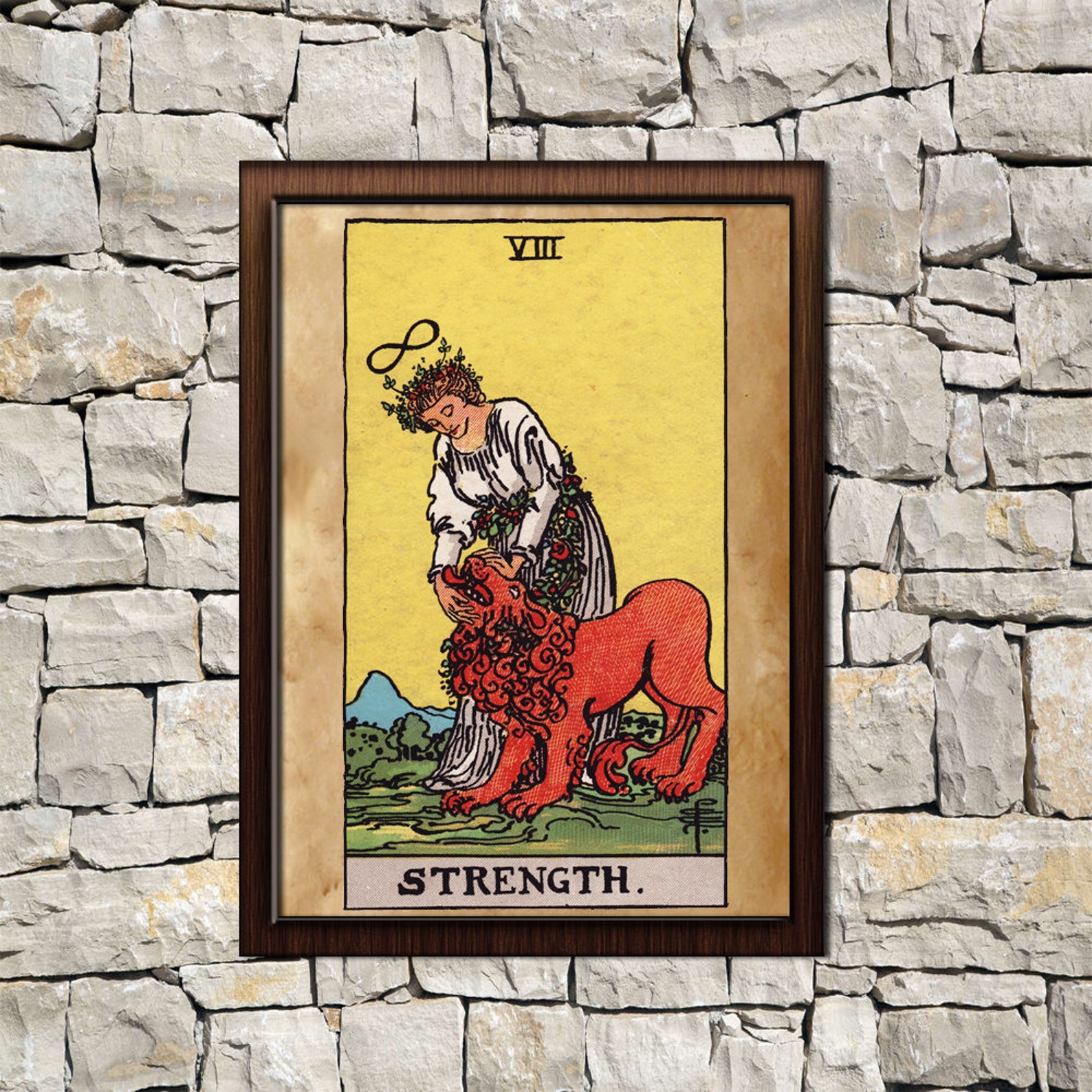 Tarot Strength Card Print Aged Poster Taro Wall Decor - Etsy