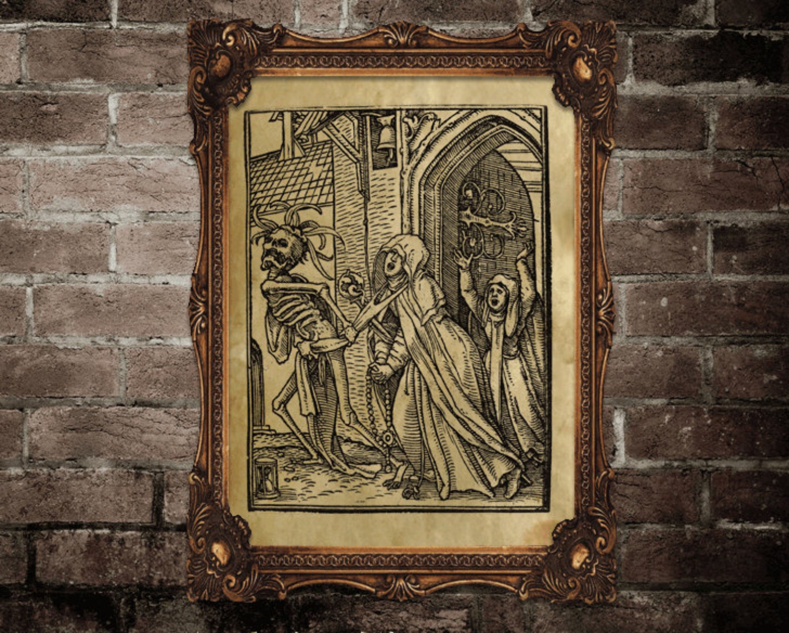 The Abbess and the Death, Danse Macabre Poster, Medieval Wall Decor, 15 ...