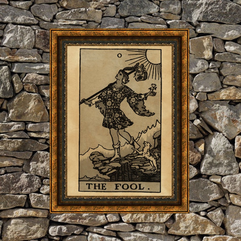 Tarot Fool Card Print Aged Poster Taro Wall Decor Occult - Etsy