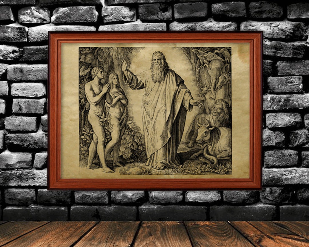 The Sixth Day of Creation, Bible Print, Aged Poster, Wall Decor ...