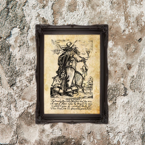 Gluttony Print Medieval Print Occult Illustration Bible | Etsy