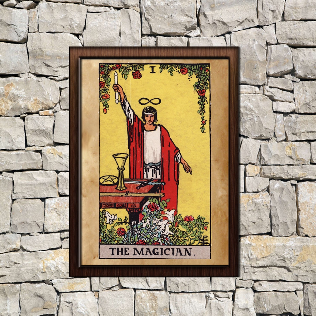 Tarot Magician Card Print, Aged Poster, Taro Wall Decor, Occult Print ...