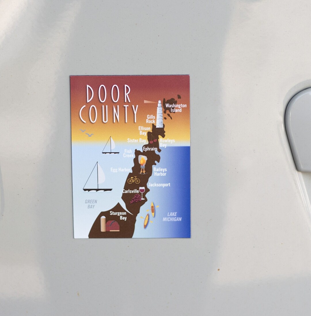 Door County Peninsula Collage Magnet | Door County WI Map | Car Magnet ...