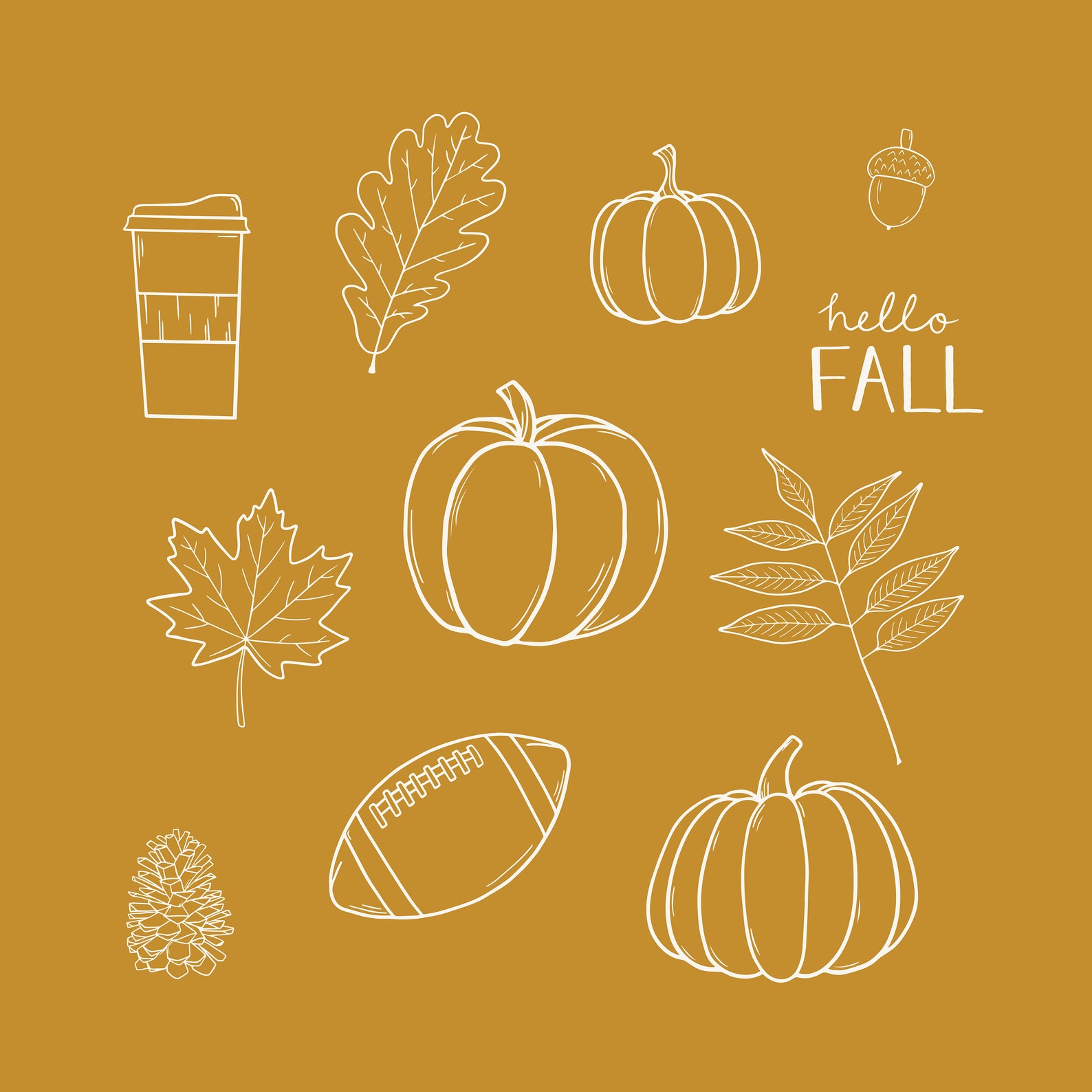 Fall Line Illustrations | Autumn Line Art | Digital Download - Etsy