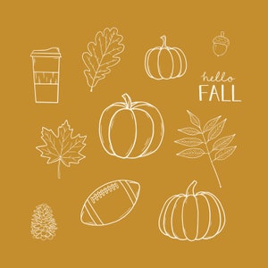 Fall Line Illustrations | Autumn Line Art | Digital Download - Etsy