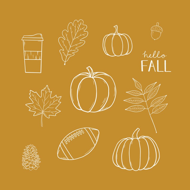 Fall Line Illustrations | Autumn Line Art | Digital Download - Etsy