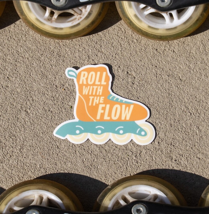Roll With the Flow Sticker Rollerblading Inline Skating - Etsy