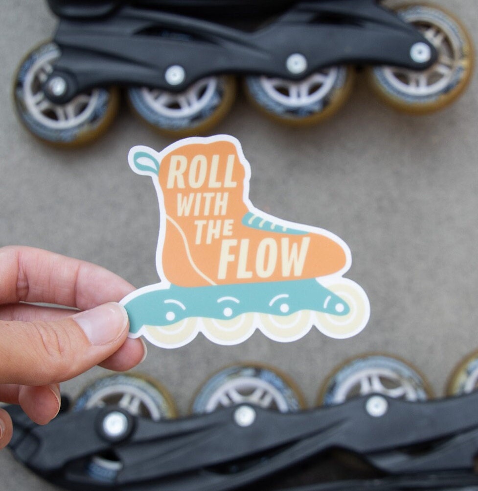 Roll With the Flow Sticker | Rollerblading | Inline Skating - Etsy