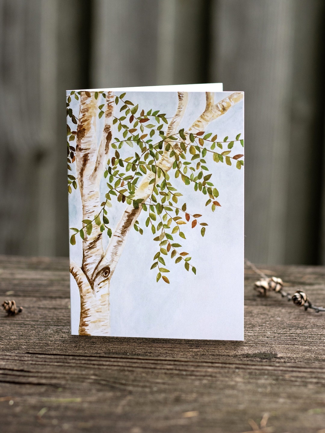 Birch Tree Watercolor Card | Fall Blank Greeting Card - Etsy