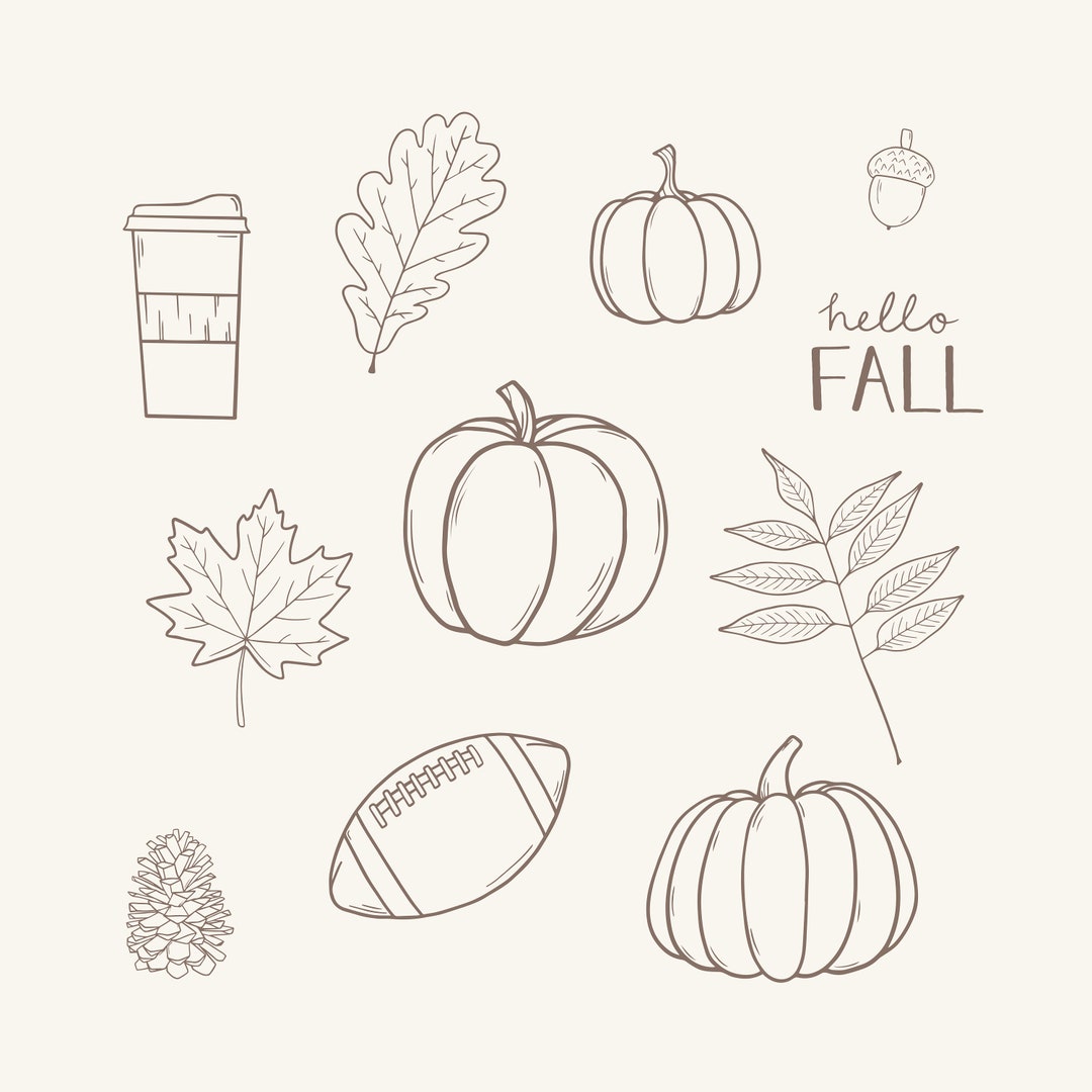 Fall Line Illustrations | Autumn Line Art | Digital Download - Etsy