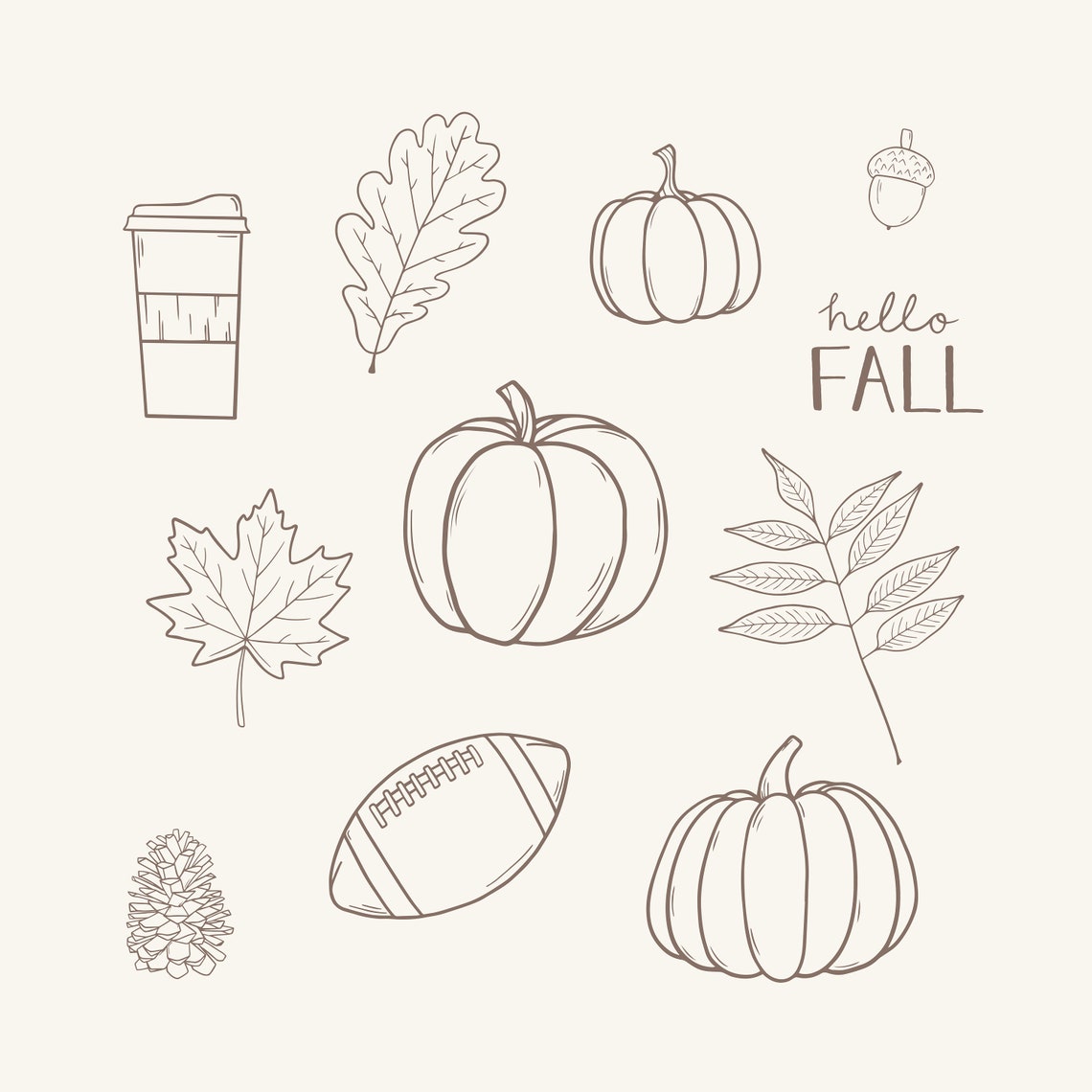 Fall Line Illustrations | Autumn Line Art | Digital Download - Etsy
