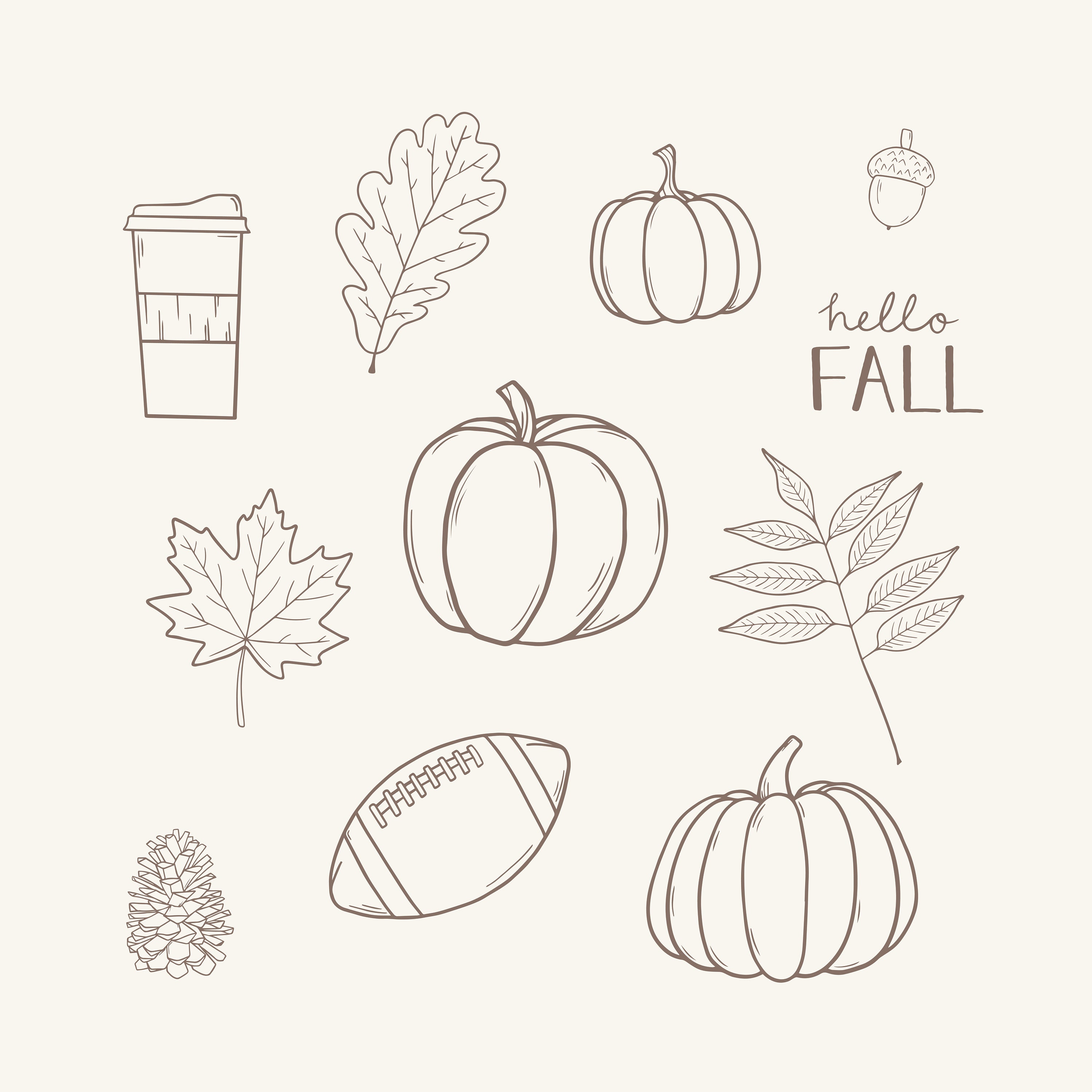 Fall Line Illustrations | Autumn Line Art | Digital Download - Etsy