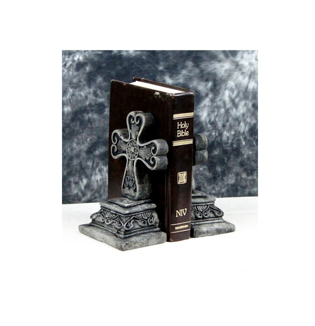 Cross Bookends Concrete Home and Garden Statue Religious Figurines ...