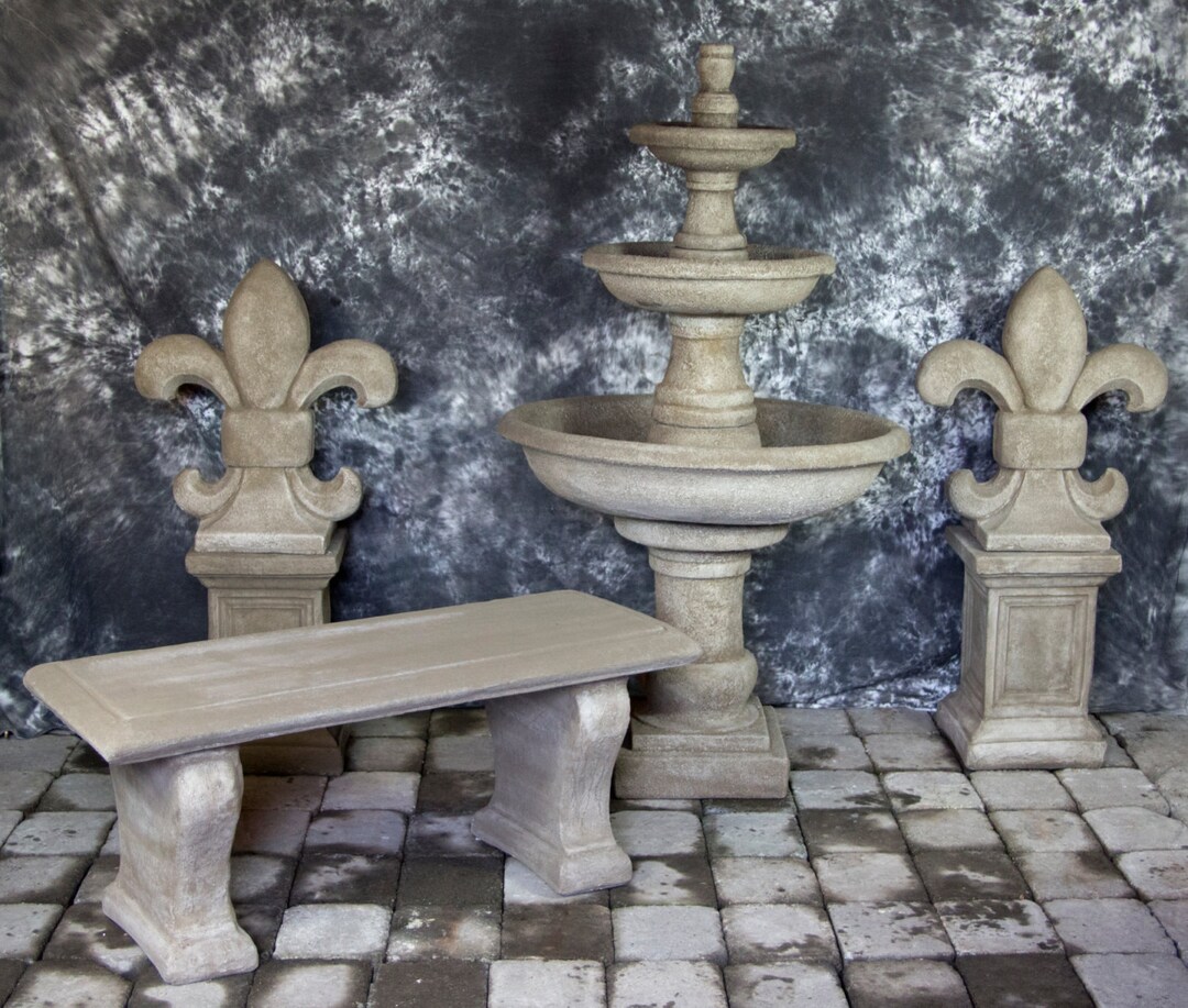 Three Tier Renaissance Fountain With FDL Finials Package Cement Water ...