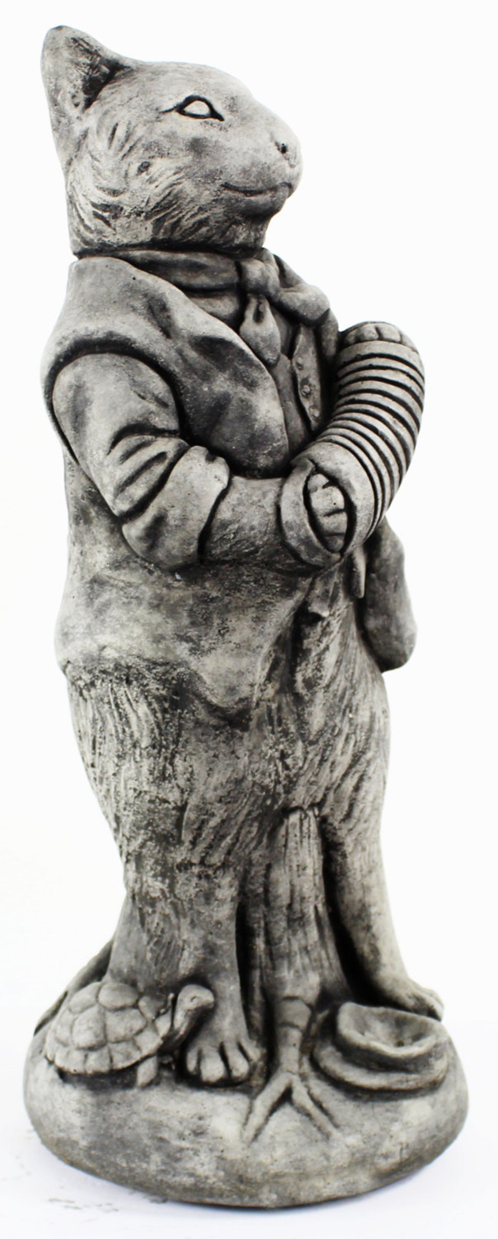 Cat With Concertina Concrete Garden Statue Cement Kitty Kitten Cast ...