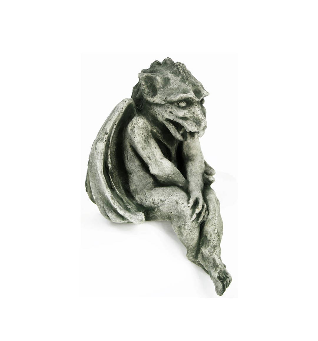 Sitting Gargoyle Statue: Handmade Concrete Garden Sculpture (11 Inches ...