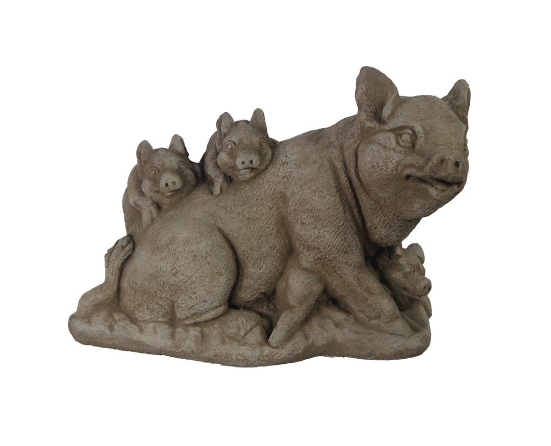 Mama Pig Statue Cement Pig Figure Cast Stone Garden Statues Pig Art ...
