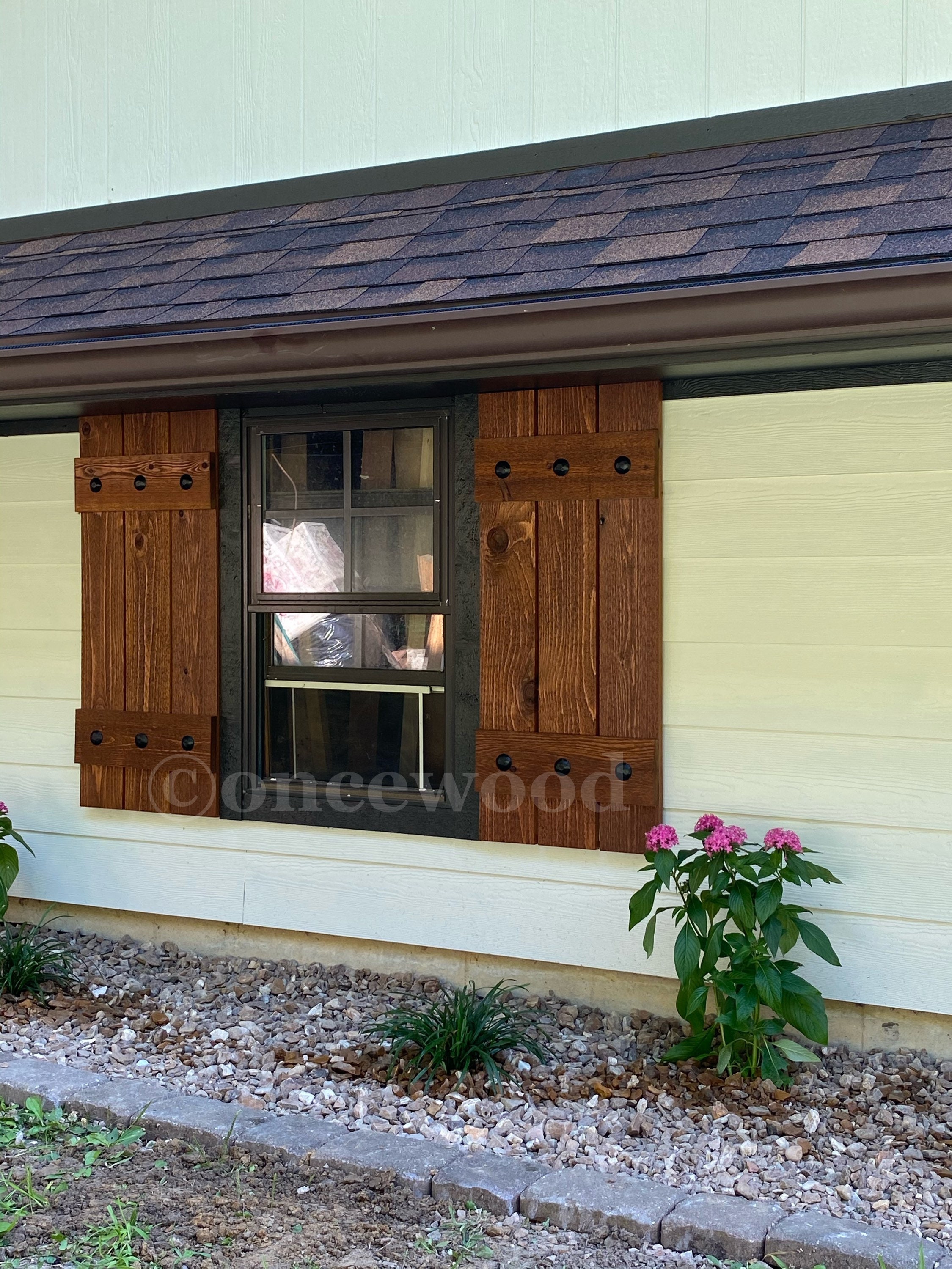 Stained Cedar Shutters Exterior Shutters Board and Batten | Etsy