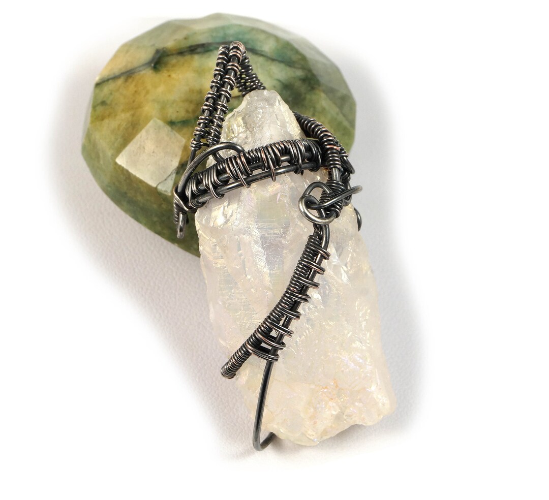 Kupfer Anhänger mit Titan Bergkristall Draht gewickelt - Etsy.de