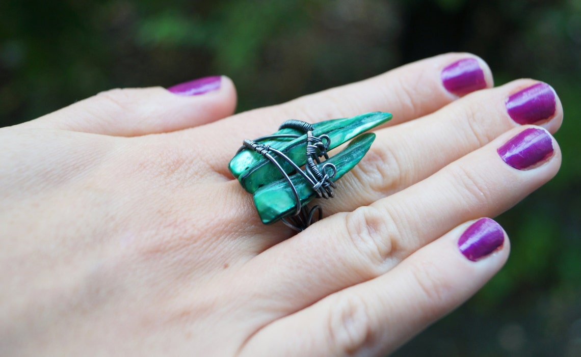 Wolverine's Claw Silver Ring With Nacre Spikes Oxidized - Etsy