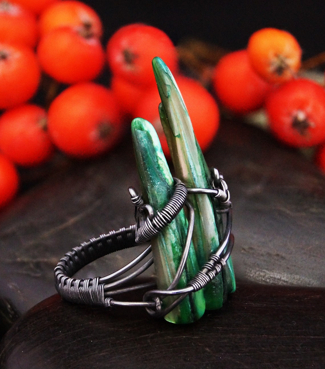 Wolverine's Claw Silver Ring With Nacre Spikes Oxidized - Etsy