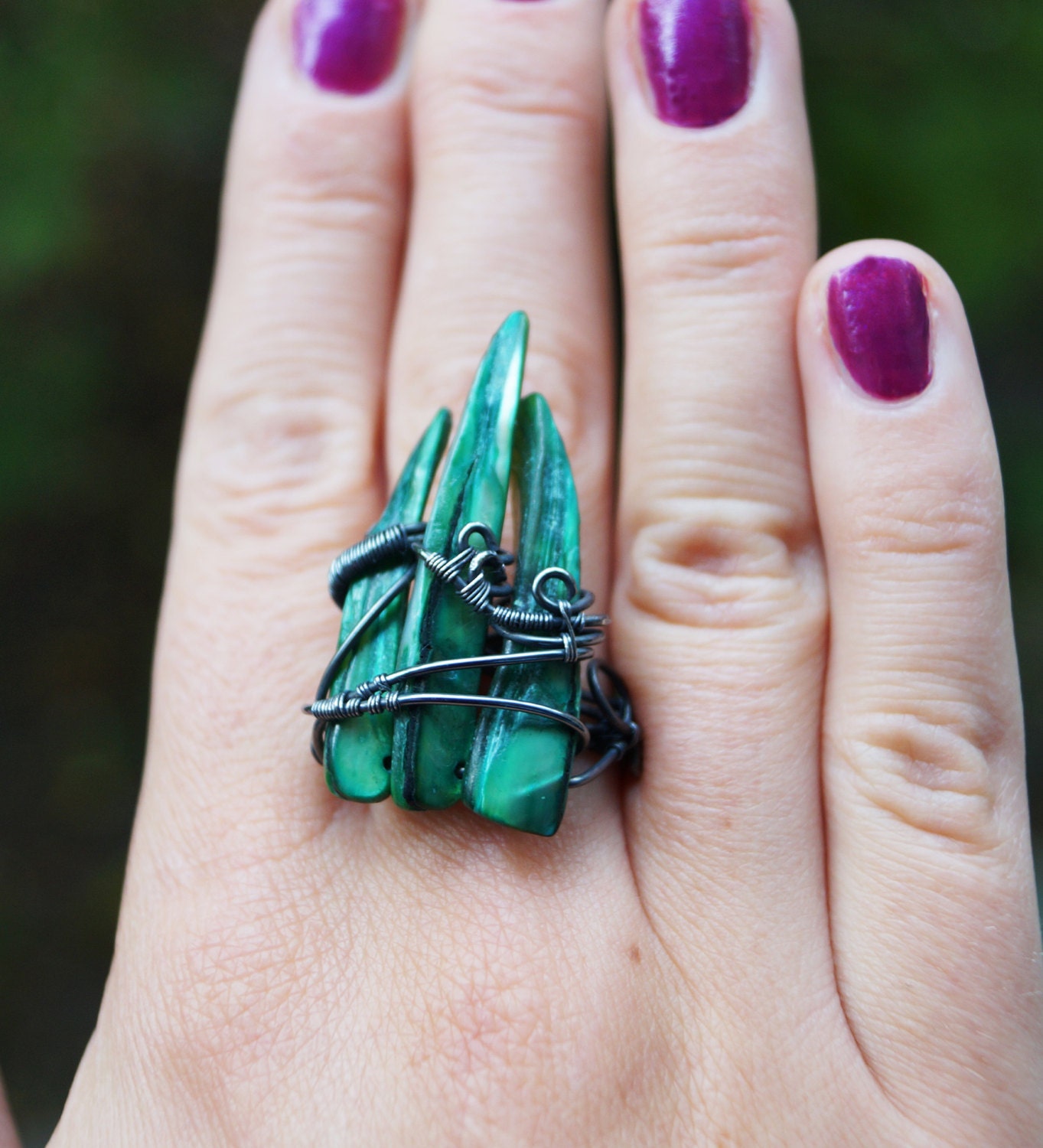 Wolverine's Claw Silver Ring With Nacre Spikes Oxidized - Etsy