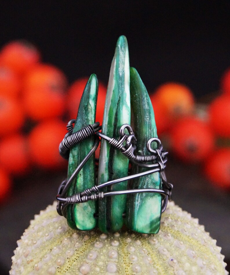 Wolverine's Claw Silver Ring With Nacre Spikes Oxidized - Etsy