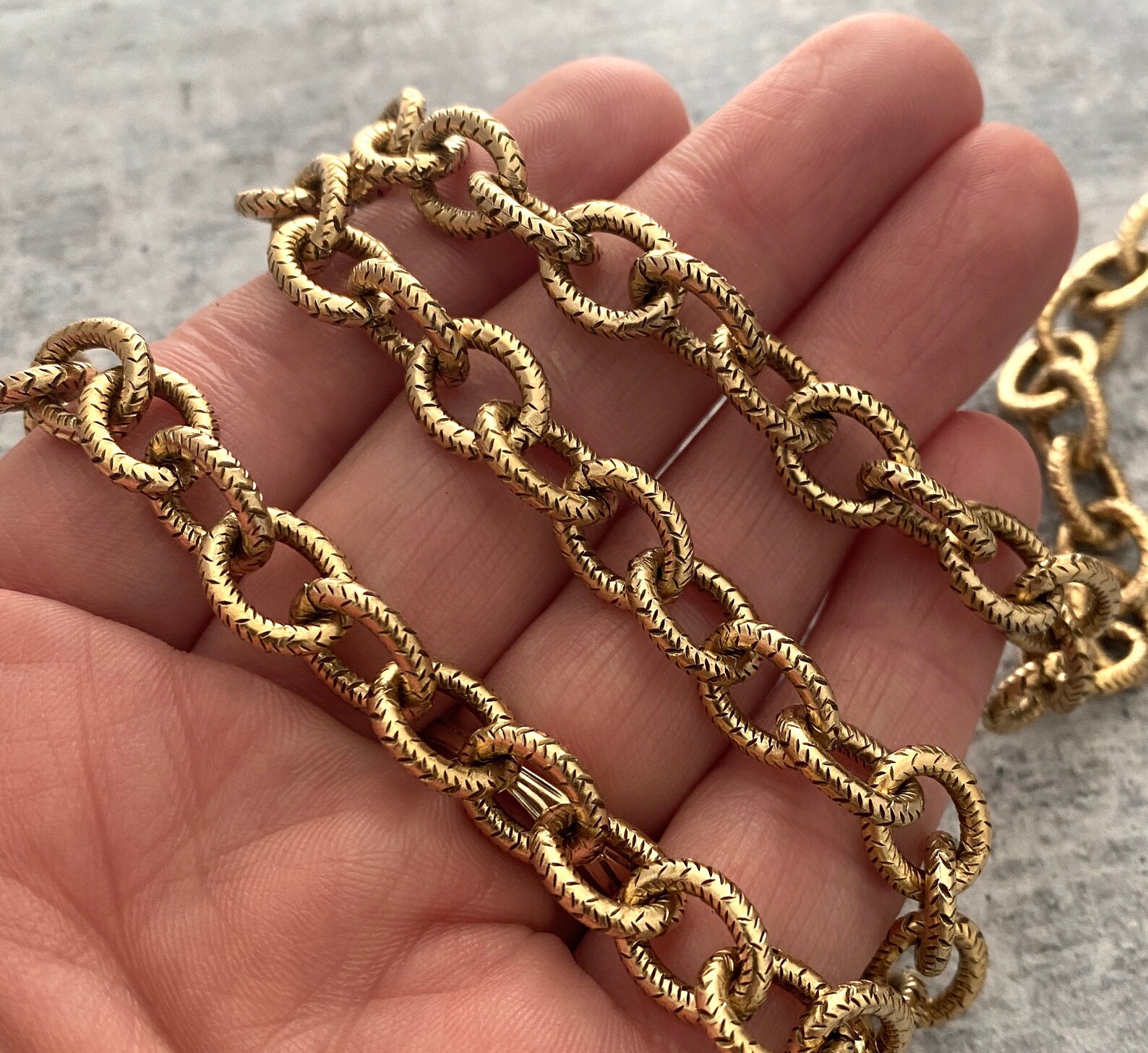 Large Gold Chain With Design, Thick Antiqued Gold Chain, Chain by the ...