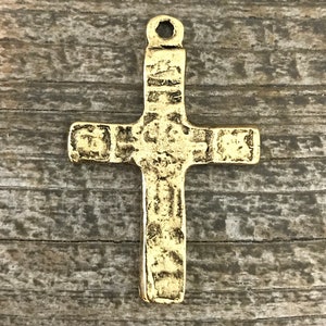 Ancient Cross, Antiqued Gold Cross Pendant, Large Artisan Cross ...