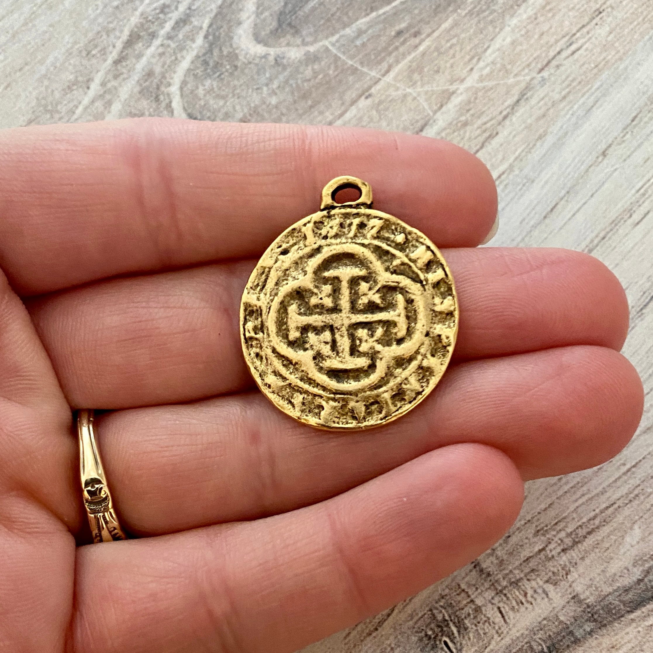 Old World Spanish Coin Replica Cross Charm Pendant Shipwreck - Etsy