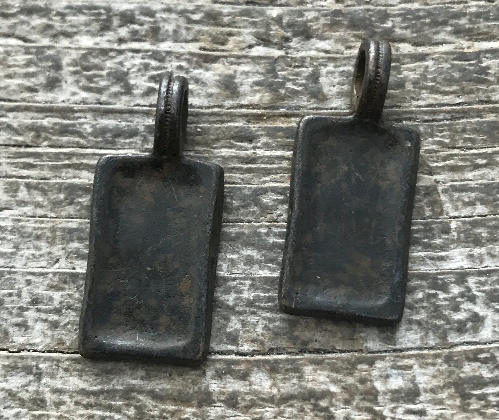 2 Heart Cross Rectangle Charm Antiqued Rustic Brown Heart - Etsy