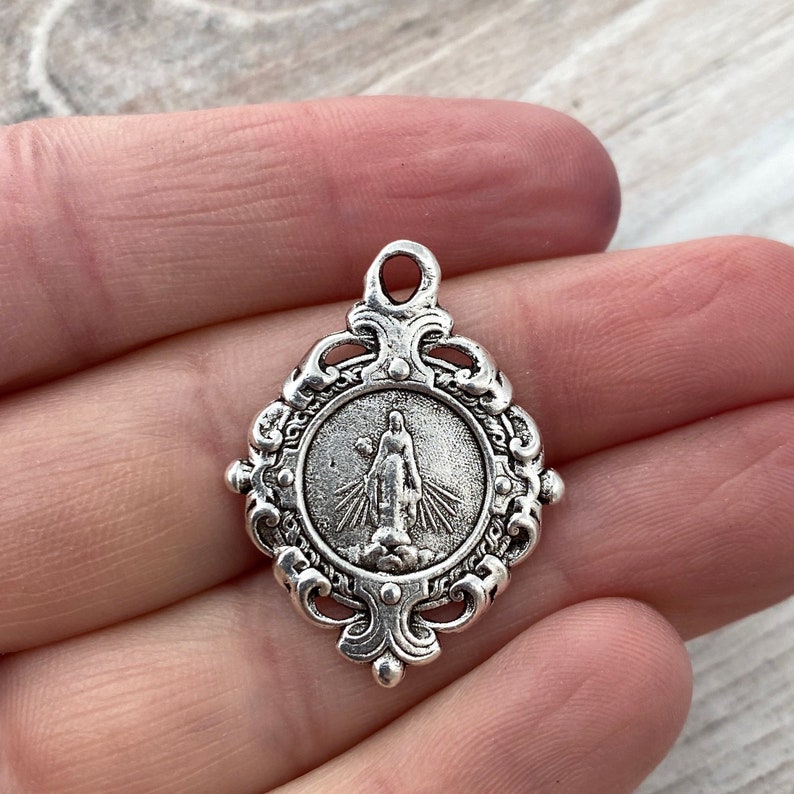 Mary Medal Art Nouveau Medal Silver Religious Jewelry Making - Etsy