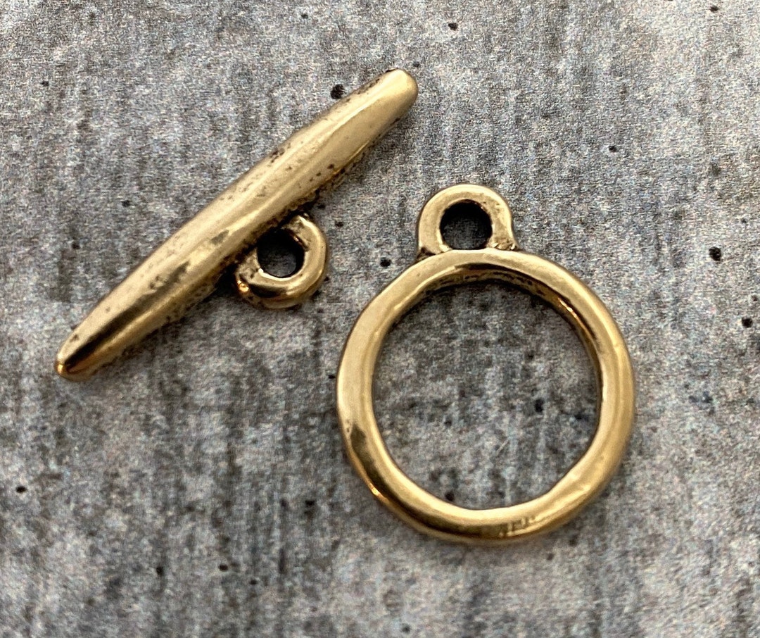 Smooth Toggle Clasp, Antiqued Gold Closure, Artisan Necklace Bracelet ...