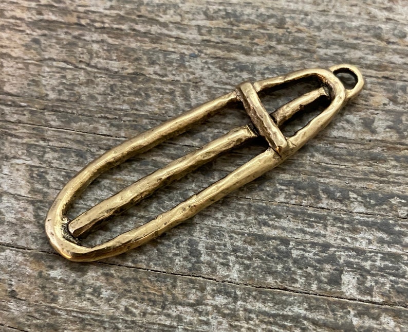 Large Oval Stick Cross Pendant Long Skinny Artisan Cross | Etsy