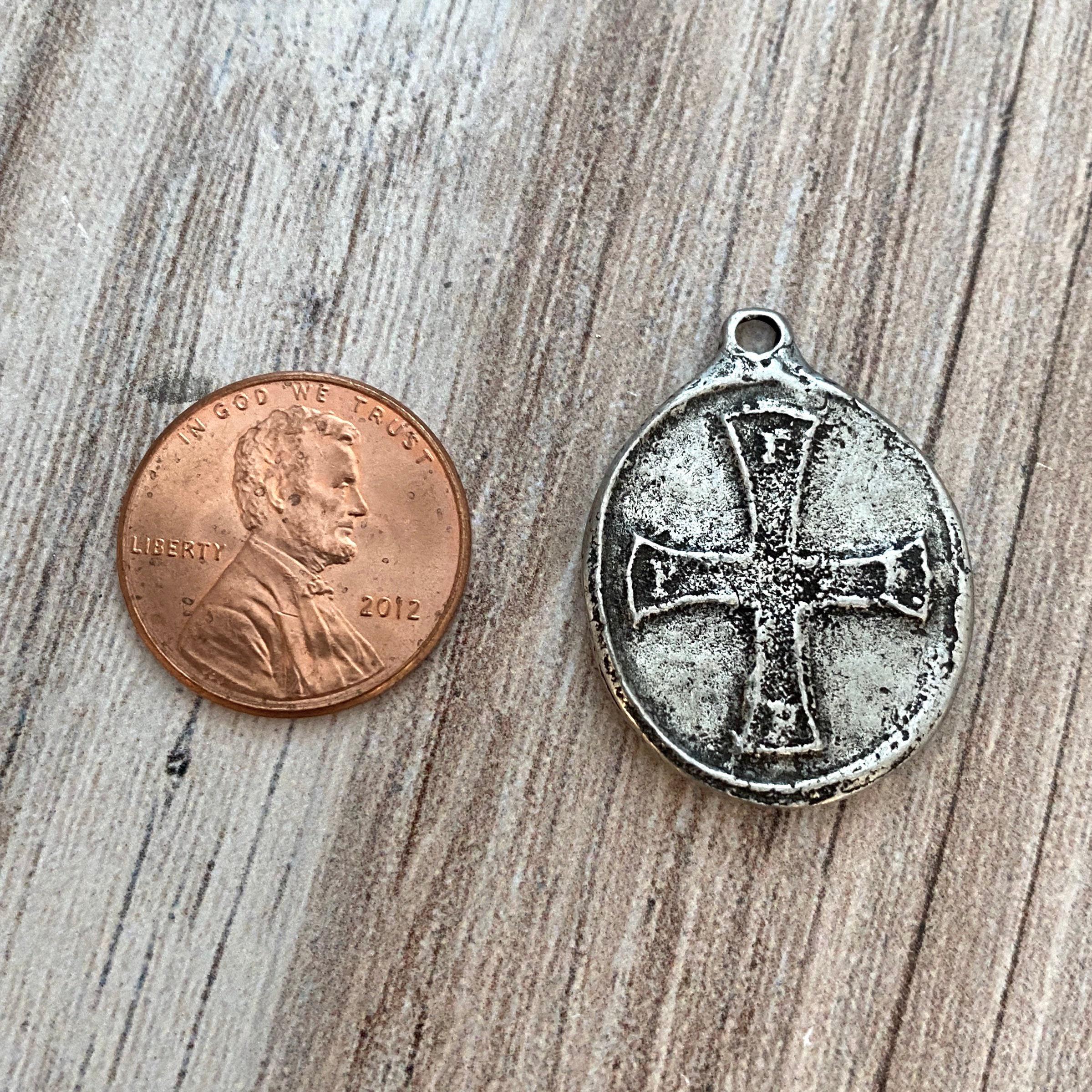 Archangel St. Michael, Catholic Medal, Antiqued Silver Cross Pendant ...