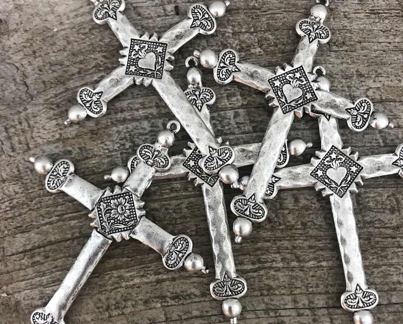 Sacred Heart Cross French Jeannette Cross Floral Cross - Etsy