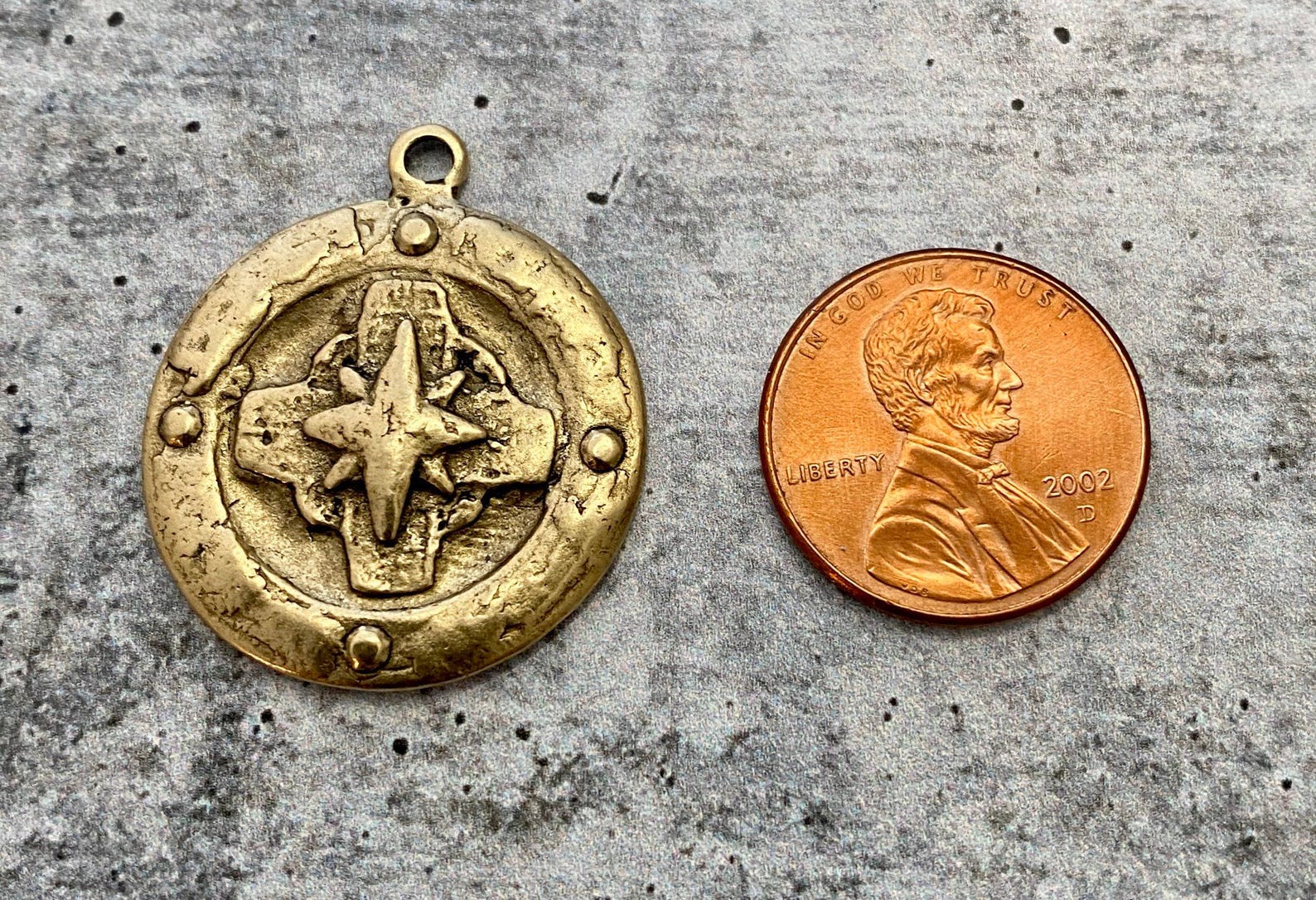 Compass Rose Cross Pendant, Antiqued Gold Pendant, Old World, Jewelry ...