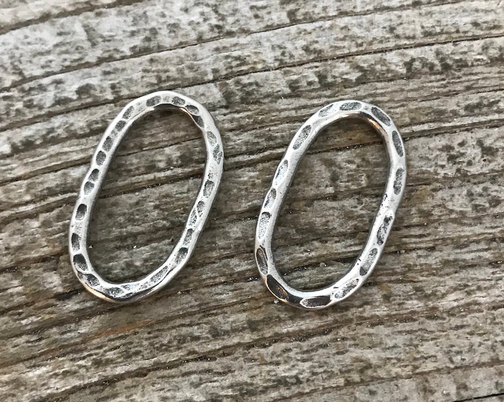 2 Hammered Ring Link Ring Connector Eternity Ring Leather - Etsy