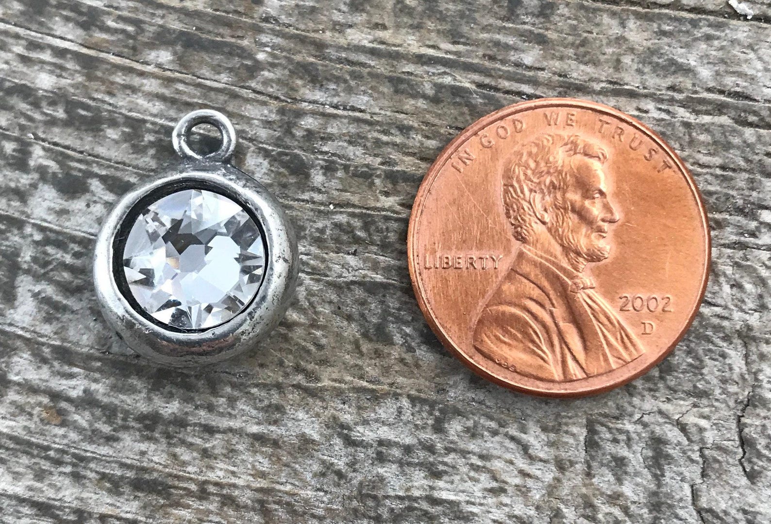 Swarovski Crystal Clear Charm, Antiqued Silver Pendant, Jewelry Making ...