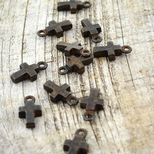 2 Cross, Cross Charm, Rustic Cross, Brown Cross, Small Cross, Aged ...