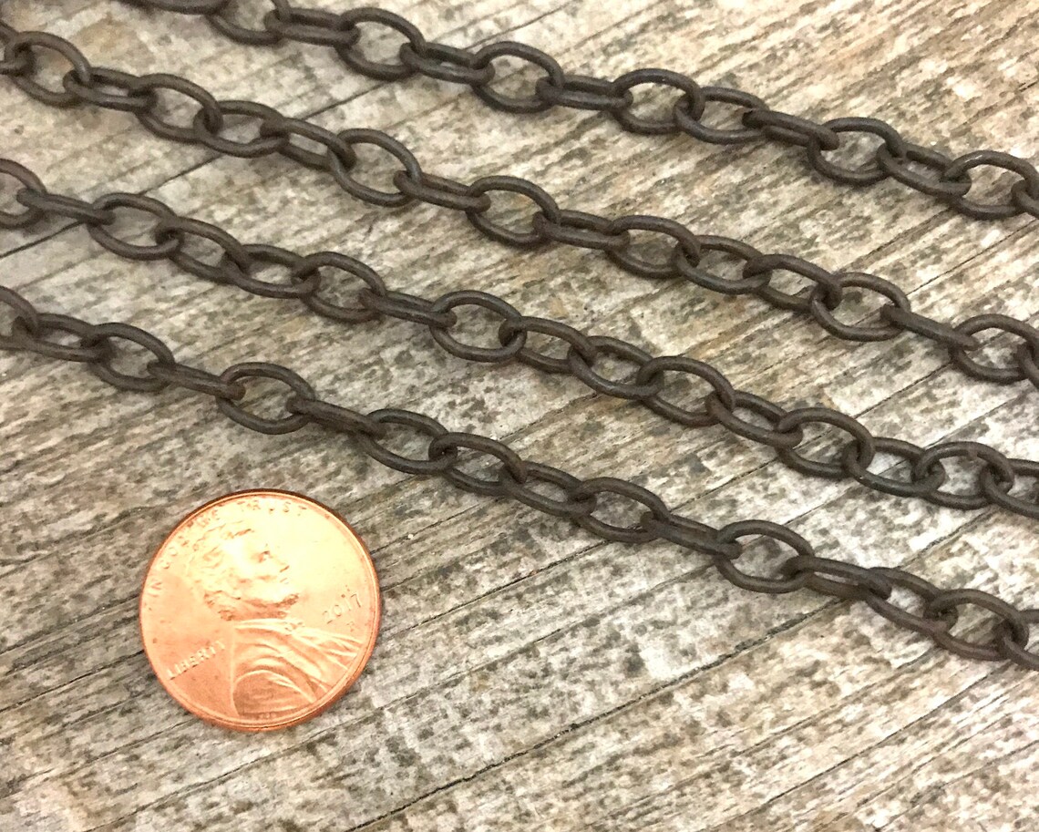 Rustic Brown Chain Large Link Cable Chain Oval Chain | Etsy