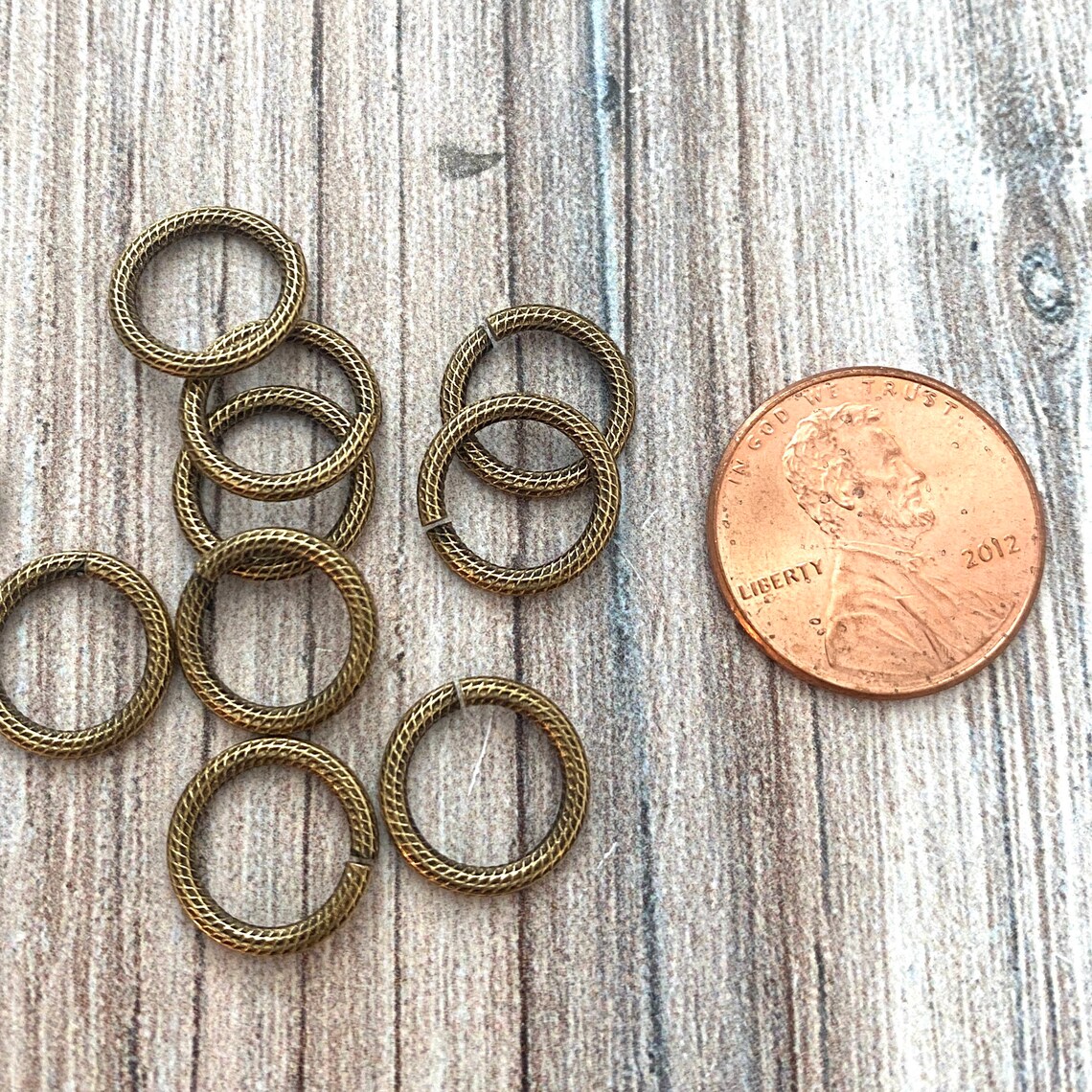 11mm Large Antiqued Gold Jump Rings Textured Jump Ring Brass | Etsy