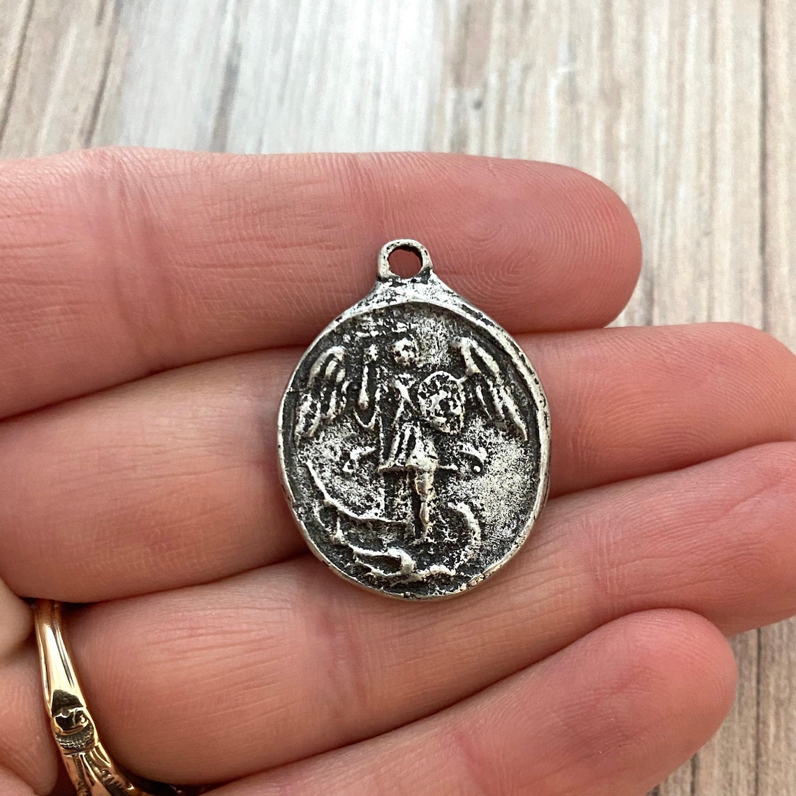 Archangel St. Michael, Catholic Medal, Antiqued Silver Cross Pendant ...