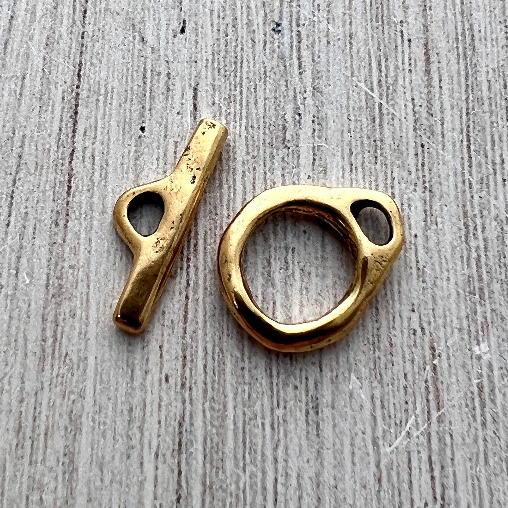 Small Organic Artisan Toggle Clasp Gold Clasp Necklace - Etsy
