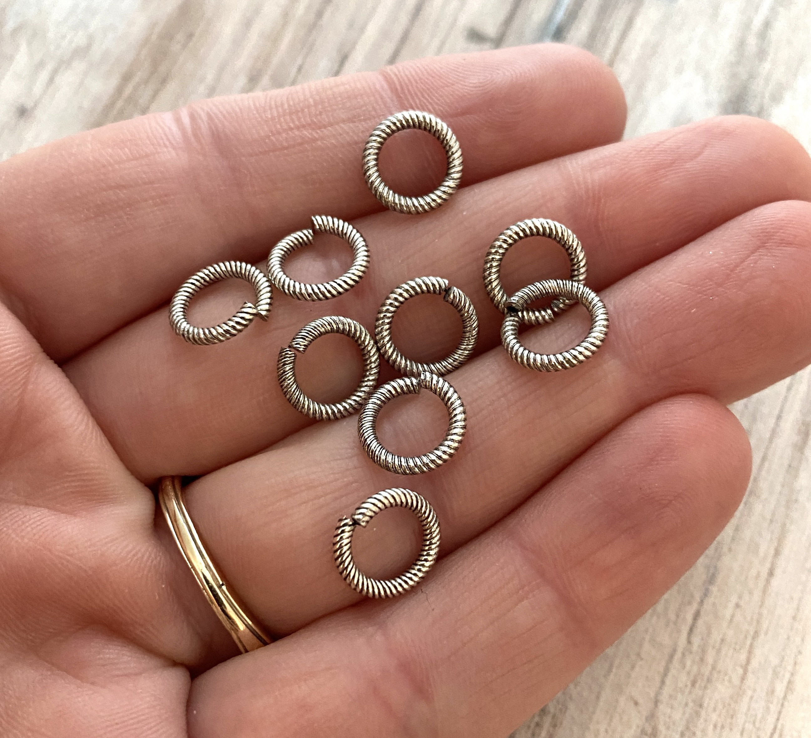 9mm Large Silver Jump Rings Textured Jump Ring Brass Jump - Etsy