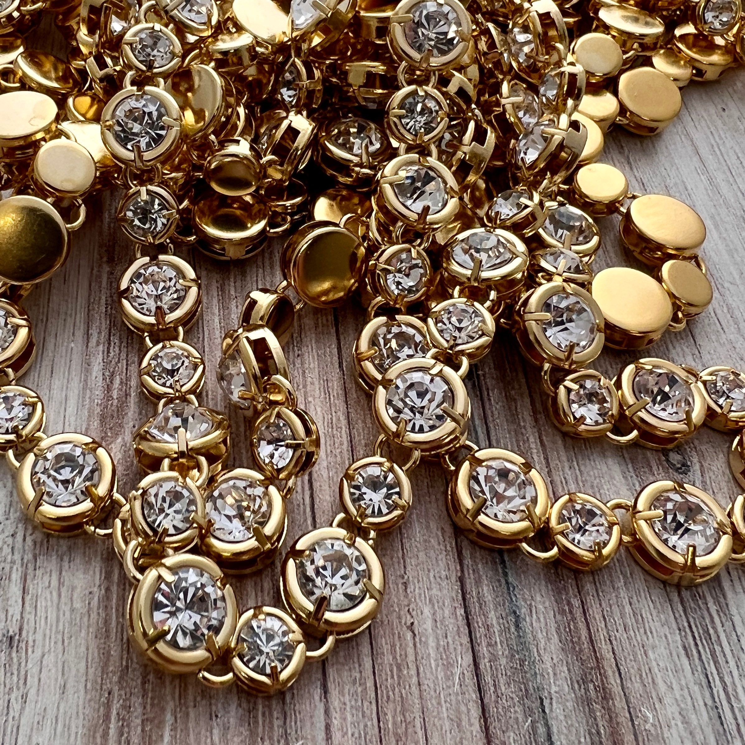 Large Chunky Gold Crystal Rhinestone Chain Chain by the Foot - Etsy