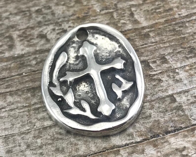 Cross Charm Pocket Cross Circle Cross Coin Token Silver - Etsy