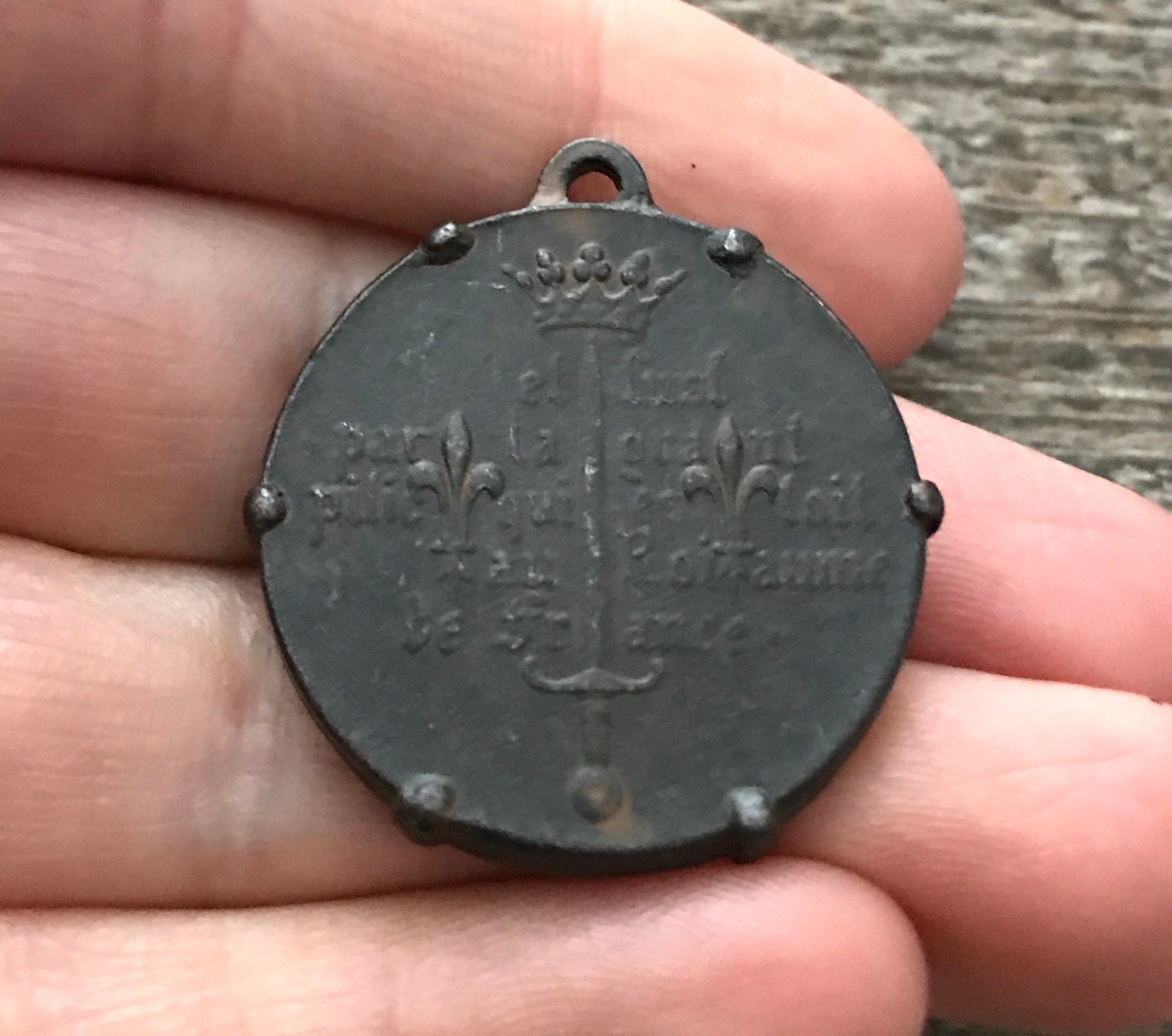 Joan of Arc Medal With Frame Rustic Brown Charm Pendant | Etsy