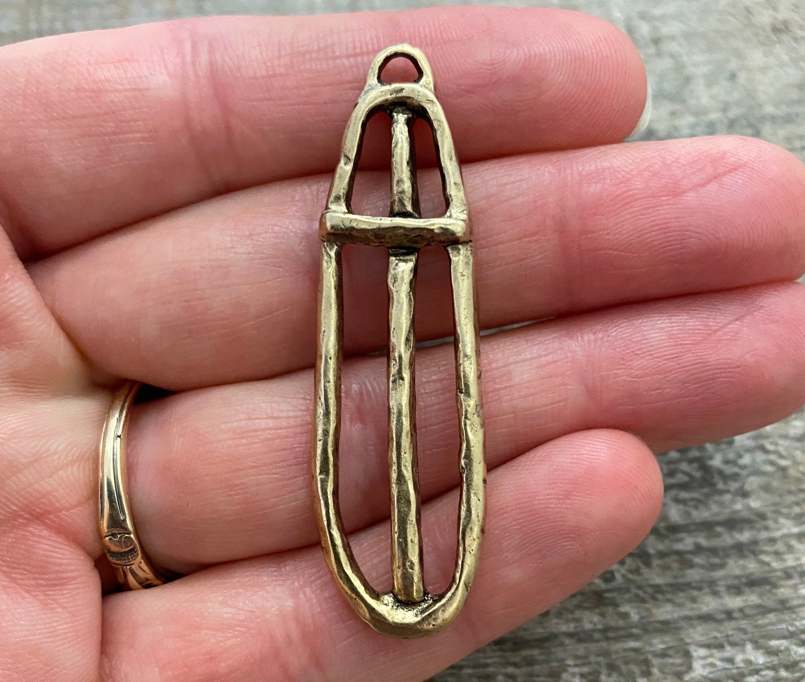 Large Oval Stick Cross Pendant Long Skinny Artisan Cross - Etsy